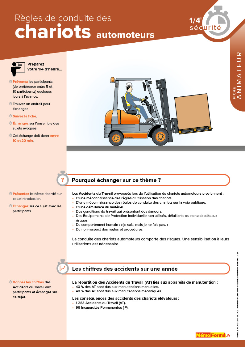 Les fiches quart d’heure sécurité MémoForma