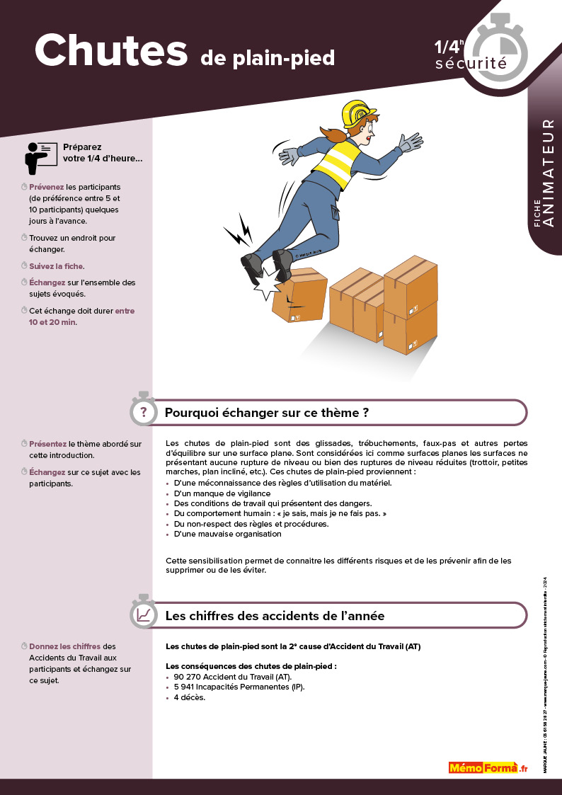 Les fiches quart d’heure sécurité MémoForma