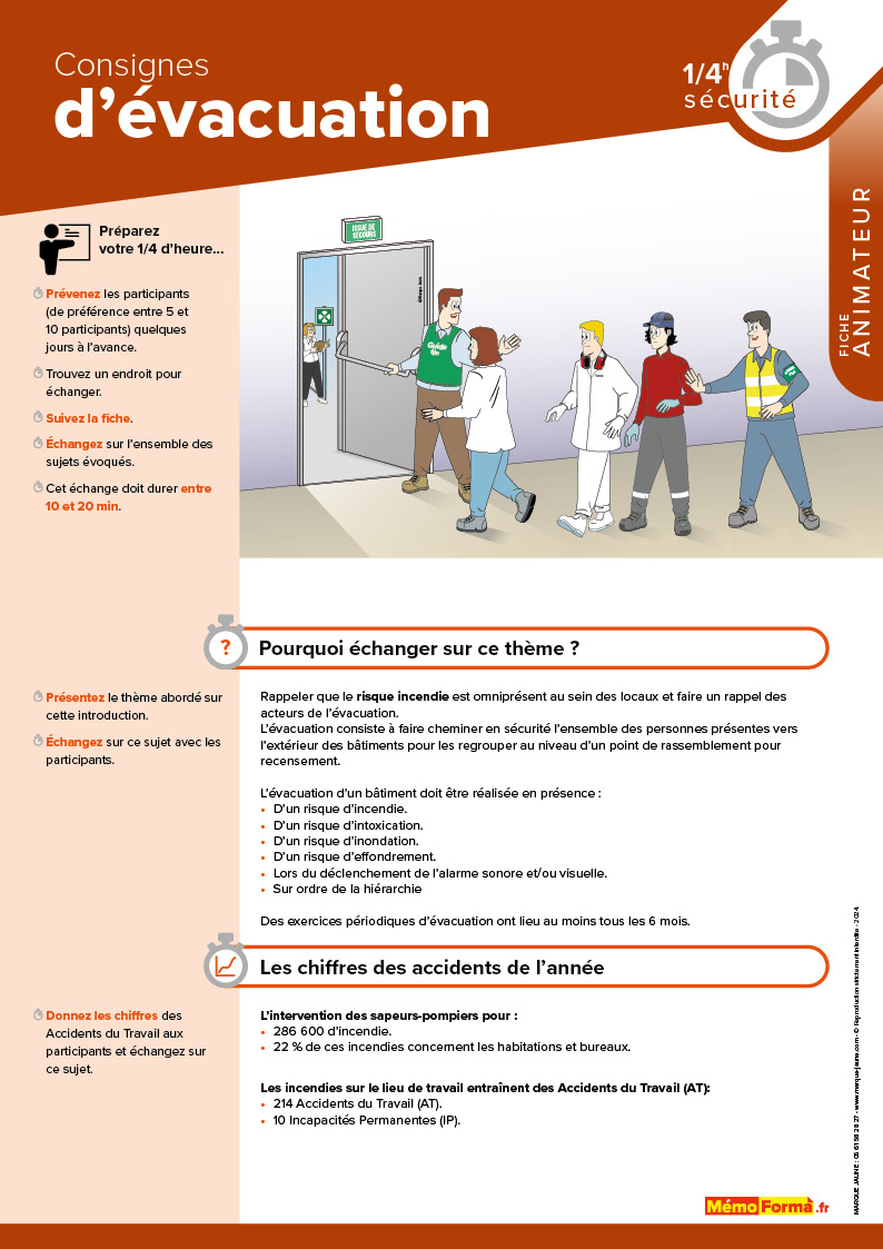 Fiches quart heure sécurité " Consignes d'évacuation