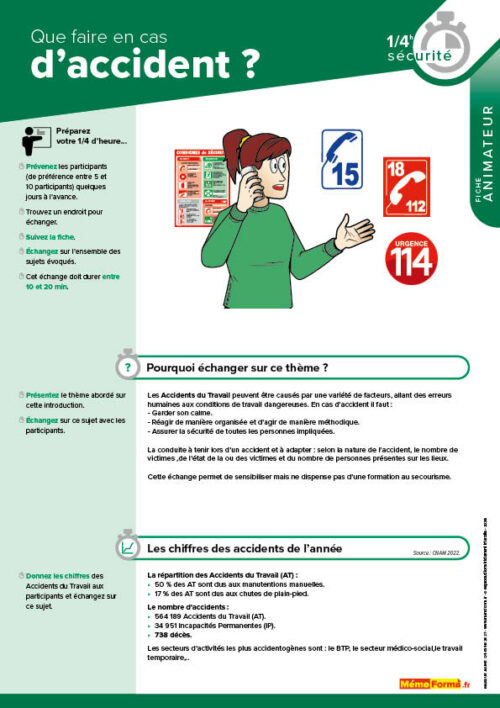 Fiches quart heure sécurité " Que faire en cas d'accident